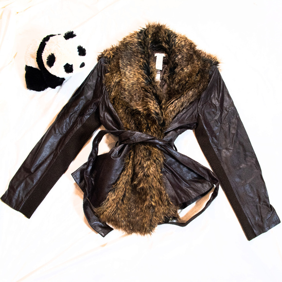 Cache | Jackets & Coats | New Brown Cache Jacket With Faux Fur Leather ...